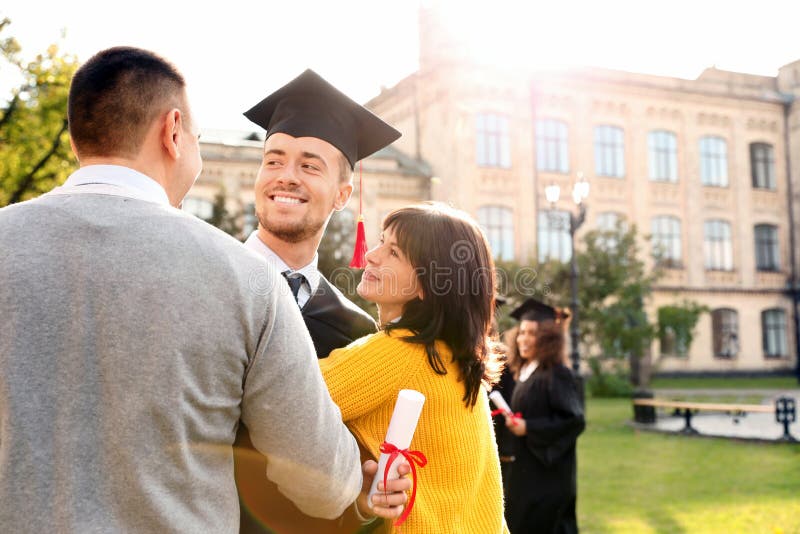 Happy Student with Parents after Graduation Ceremony Stock Image ...