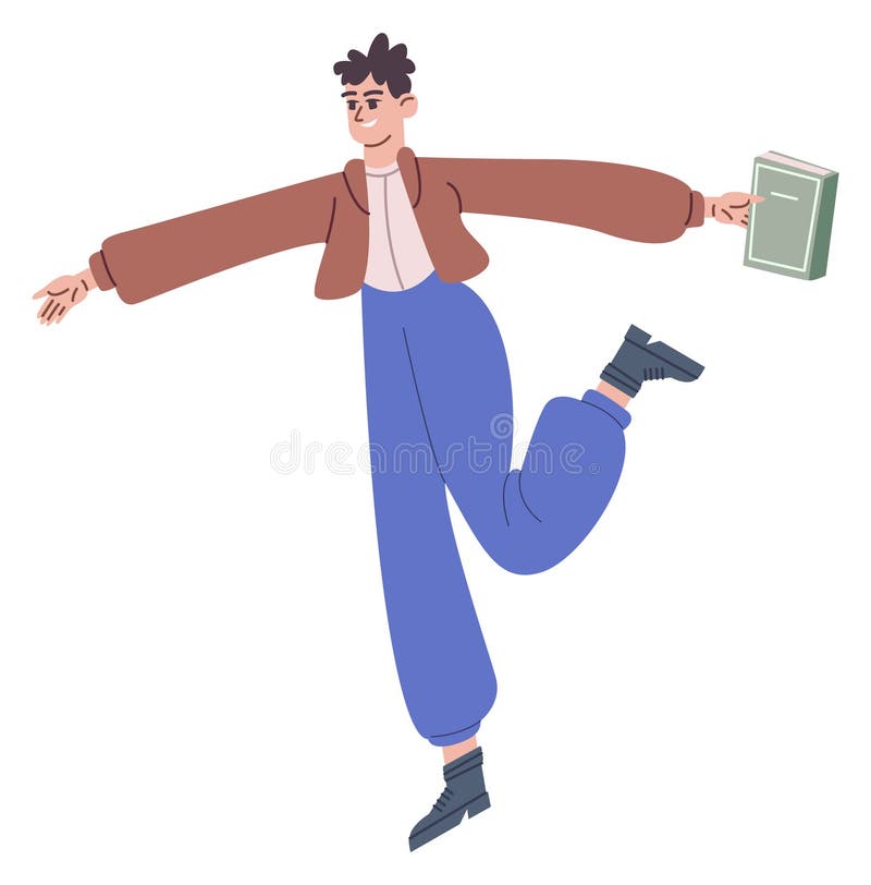 Happy Student Running. Cheerful Positive Young Man Stock Illustration ...