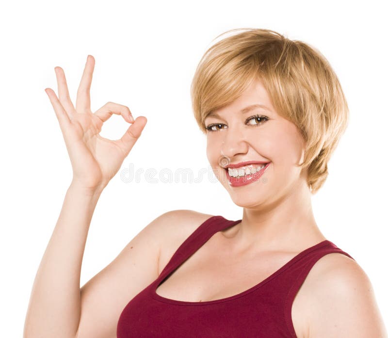 Happy student showing ok stock image. Image of caucasian - 34440679