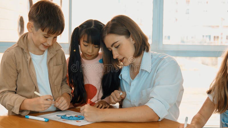 Happy Student and Smart Teacher Drawing and Coloring by Using Marker ...