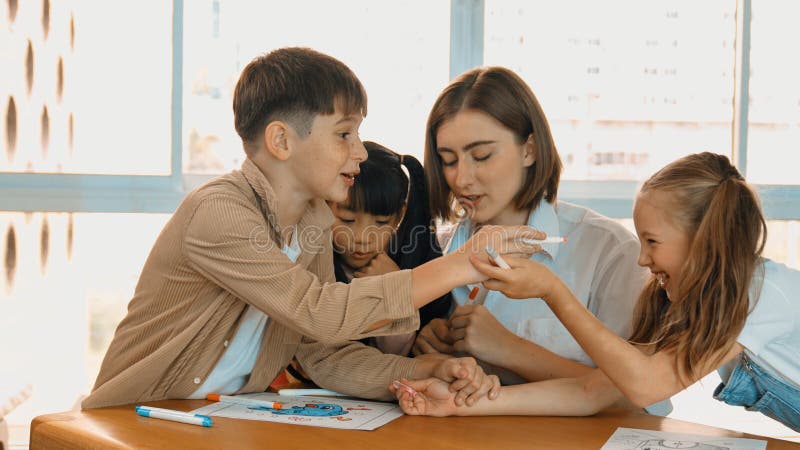 Happy Student and Smart Teacher Drawing and Coloring by Using Marker ...