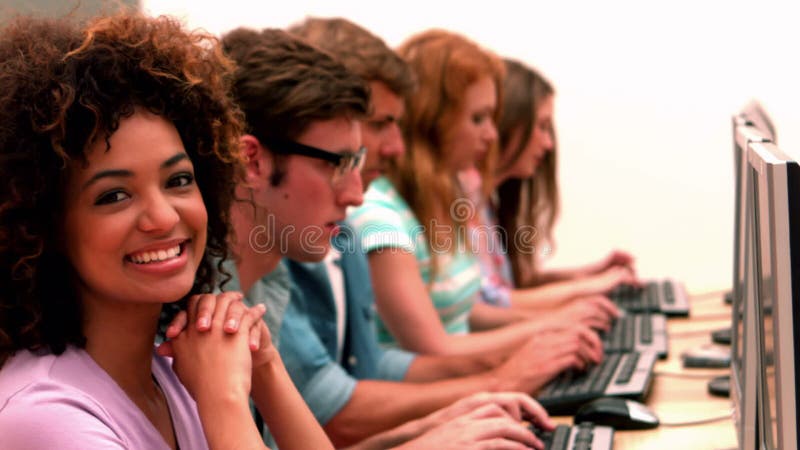 Happy Student Working with Laptop Stock Footage - Video of learning ...