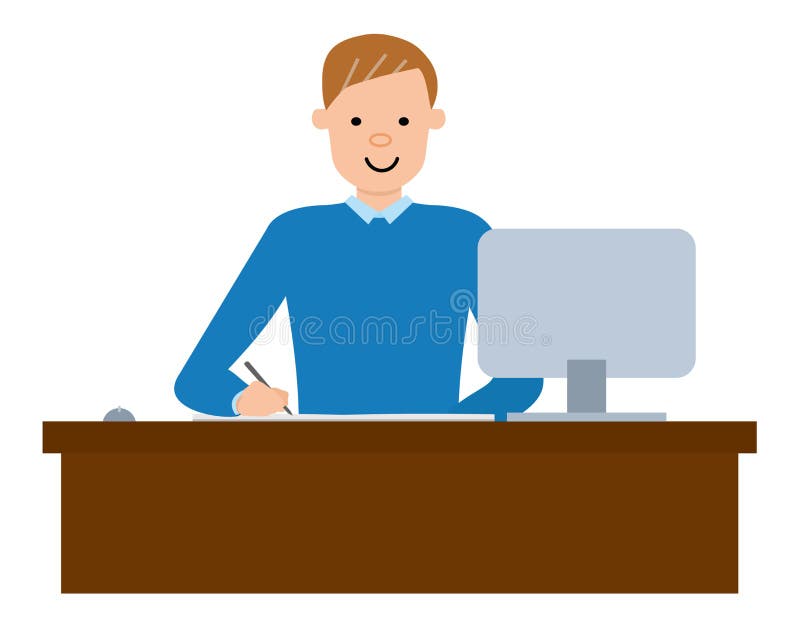 Man Pc Writing Stock Illustrations – 267 Man Pc Writing Stock ...