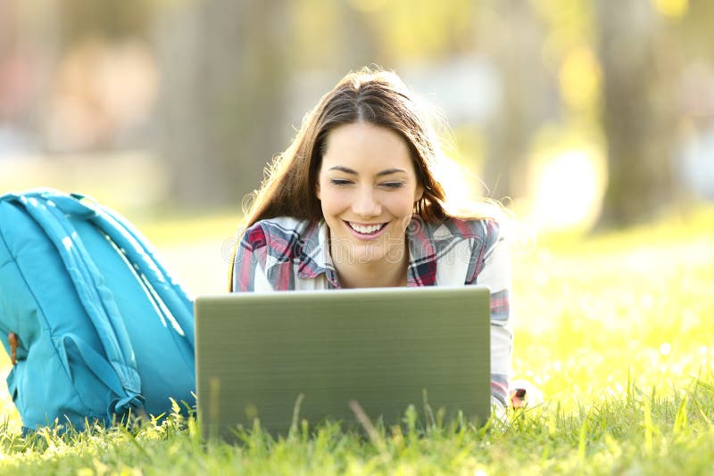 Student Watching Video Tutorials on Line Stock Photo - Image of ...