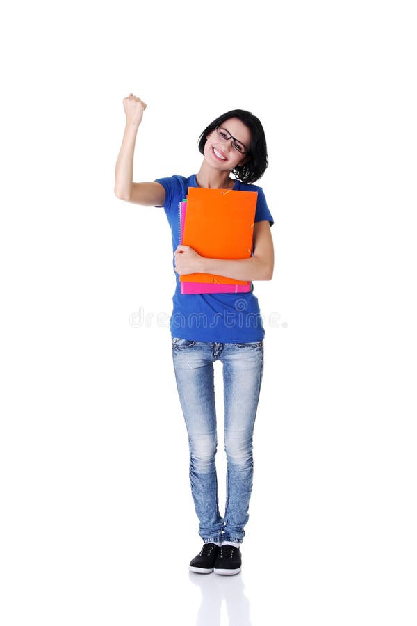Happy student woman stock photo. Image of jeans, attractive - 26746224