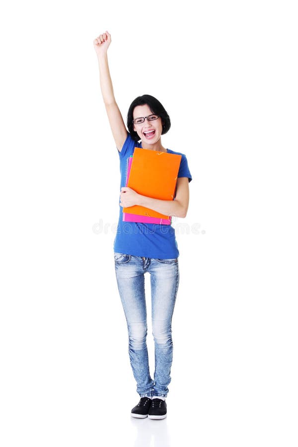 Happy Student Woman with Notebooks Stock Image - Image of graduate ...