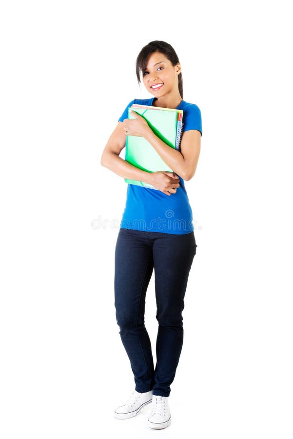 Happy Student Woman with Notebooks Stock Photo - Image of happy ...