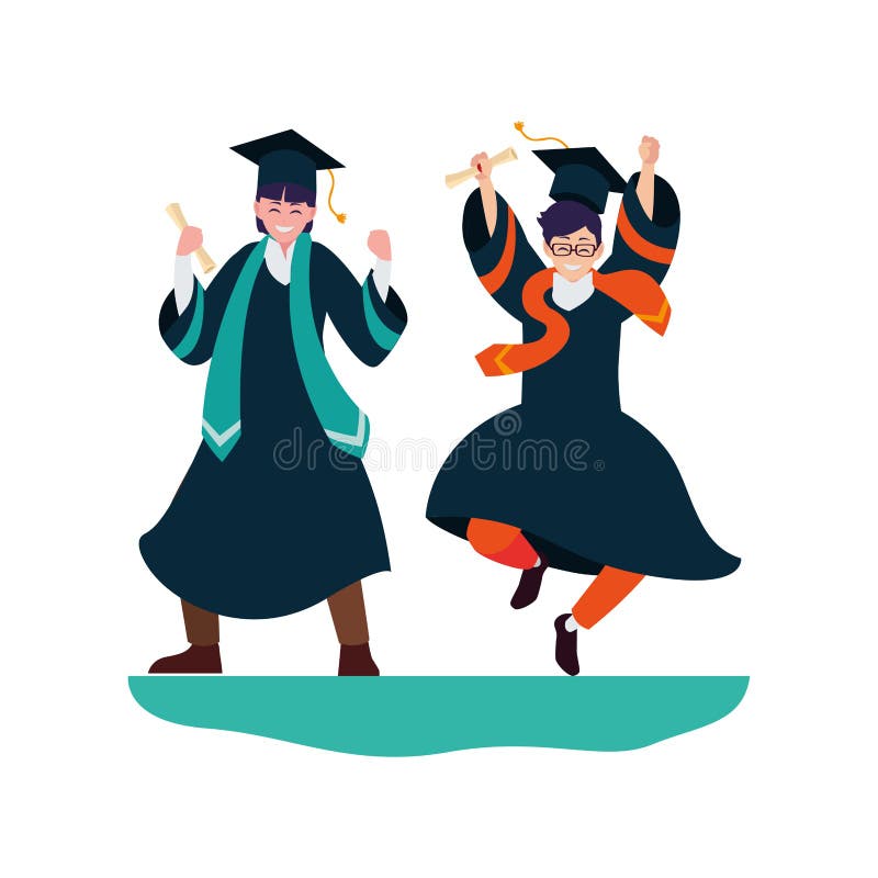 Happy Students Boys Graduated Celebrating Stock Illustration ...