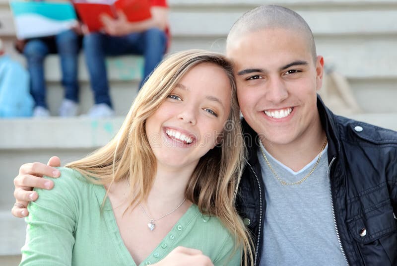 Happy students on campus stock image. Image of student - 18043865