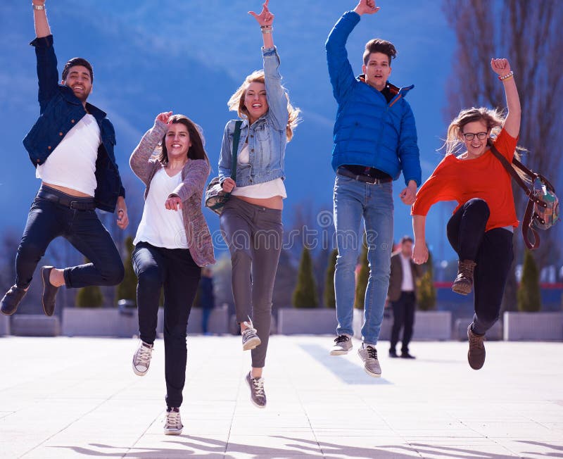 Happy students group stock photo. Image of learn, outdoors - 60611422