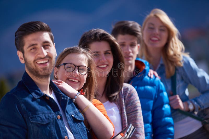 Happy students group stock image. Image of laughing, outdoor - 60611555