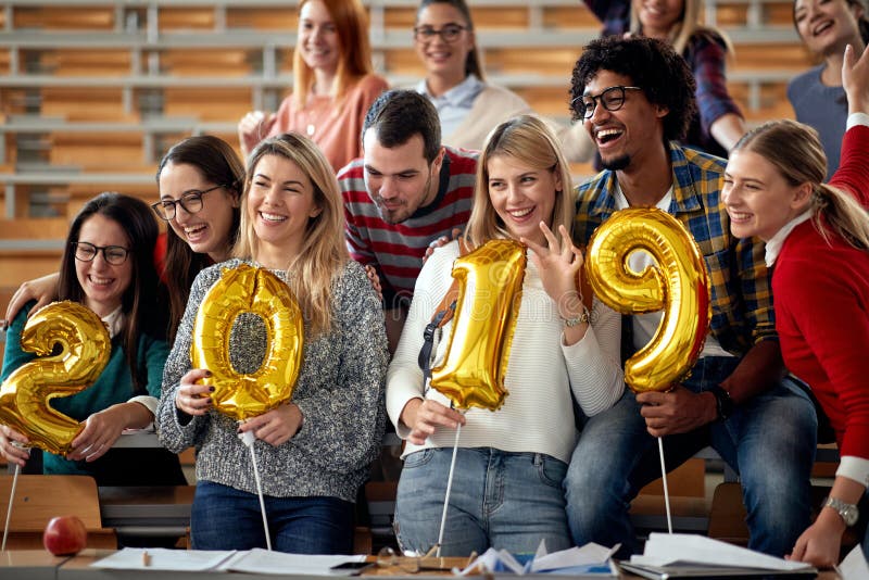 Happy Students Having Party on University Stock Photo - Image of ...