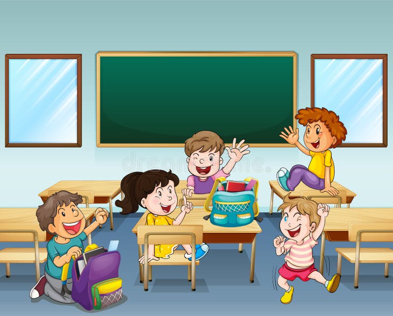 Happy Students Inside a Classroom Stock Vector - Illustration of people ...