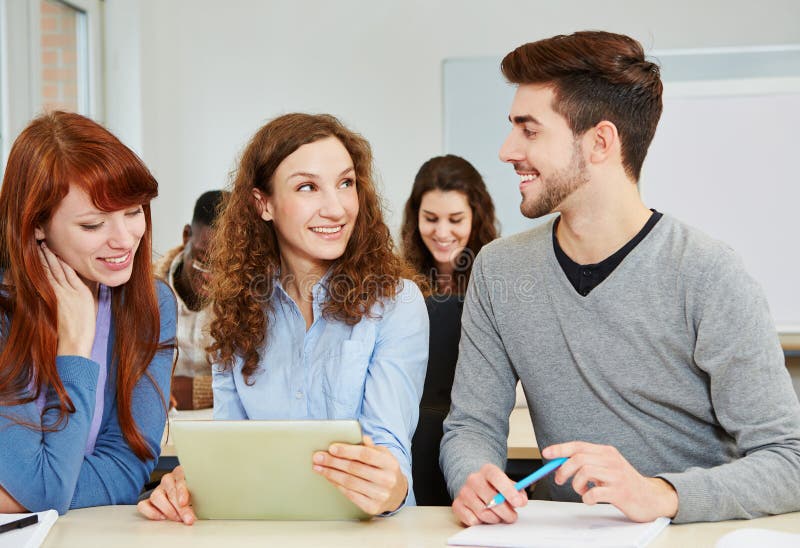 Students with Tablet Computer Stock Image - Image of interracial, class ...