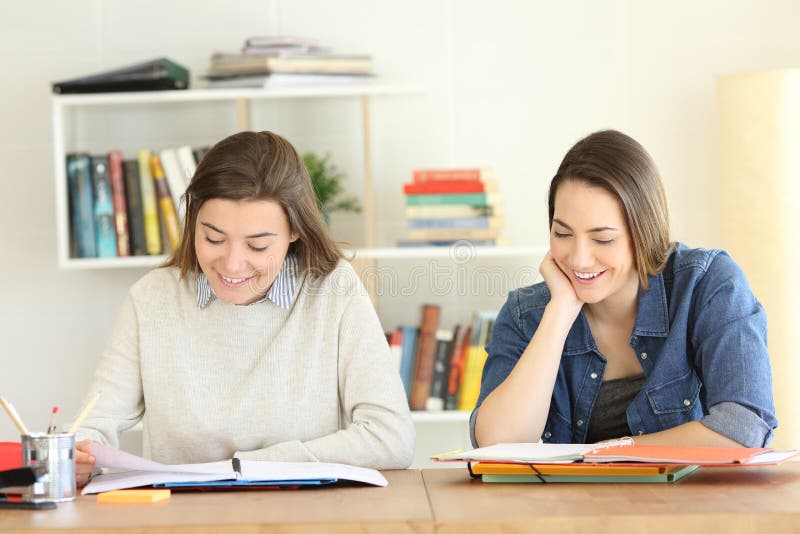 Happy Students Learning Together at Home Stock Photo - Image of high ...