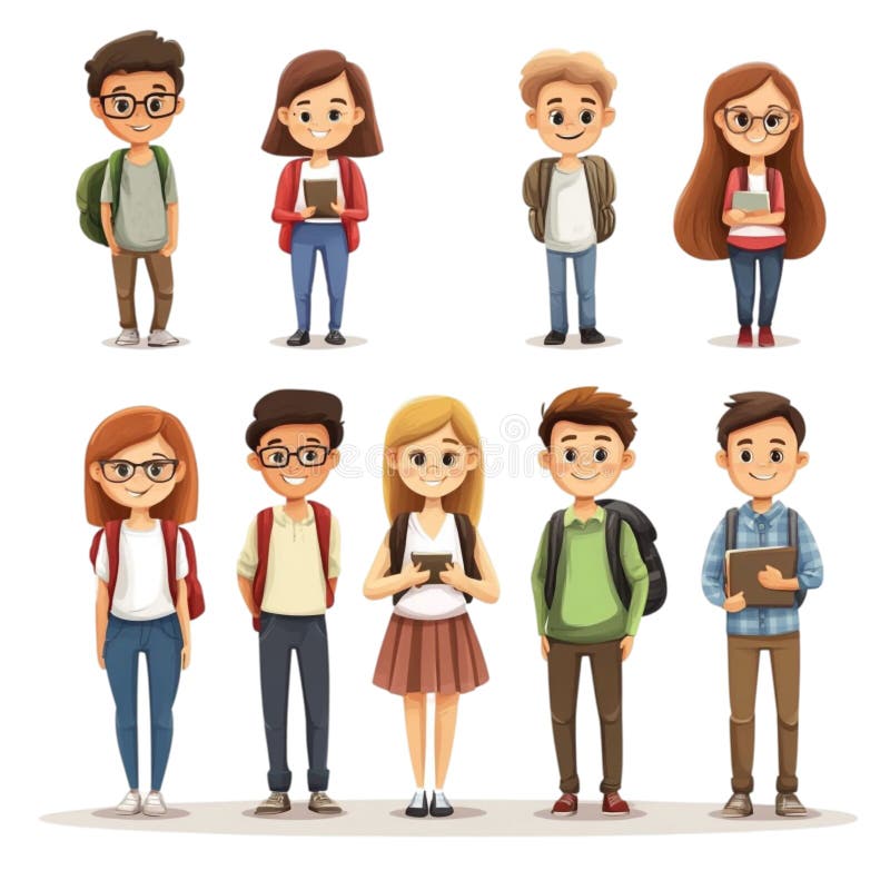 Happy Students Ready for School Smiling and Holding Books Backpacks ...