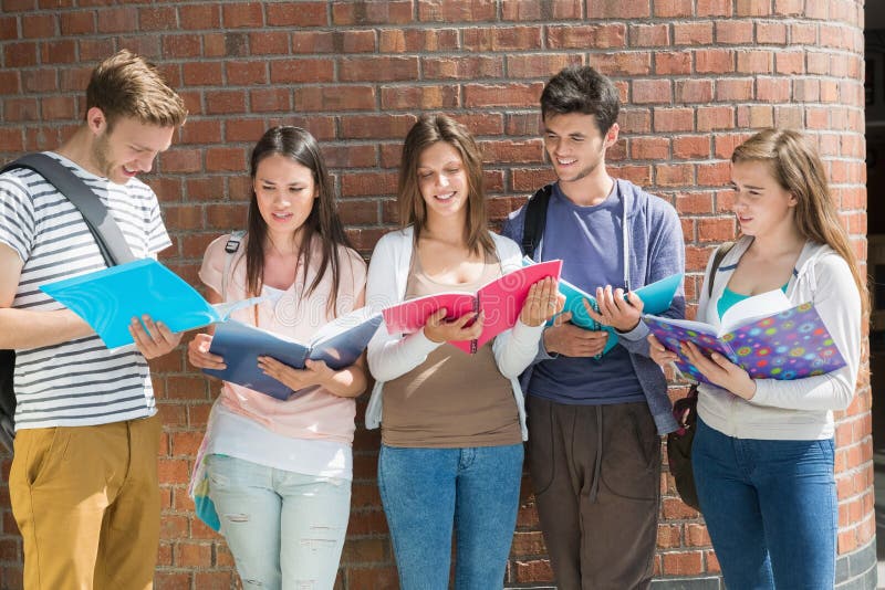 Happy Students Standing and Reading Stock Image - Image of quarter ...