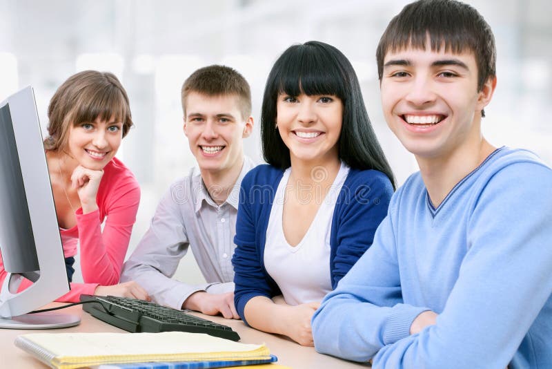 Contented Happy University Students Stock Image - Image of handsome ...