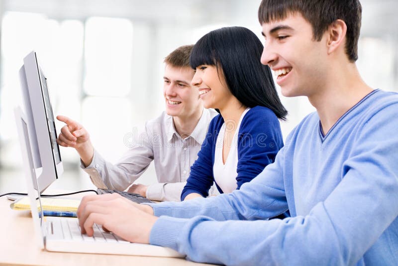 Students in a computer lab stock image. Image of sitting - 8812127