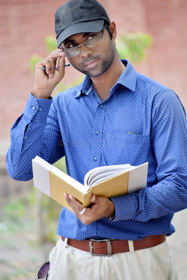 Happy Stylish Young Man Reading Book in the Park Stock Image - Image of ...
