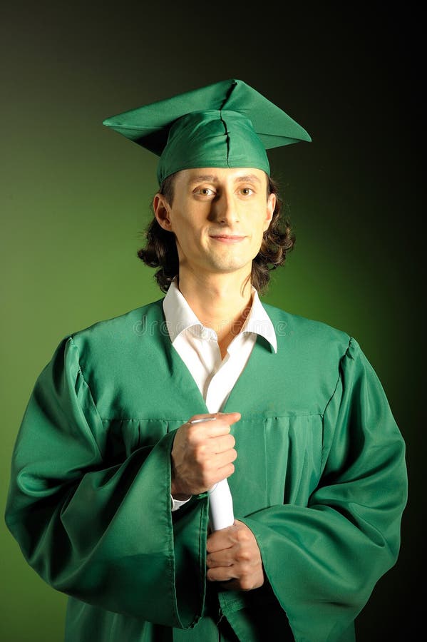 Happy Succesful Man on His Graduation Day in Green Stock Image - Image ...