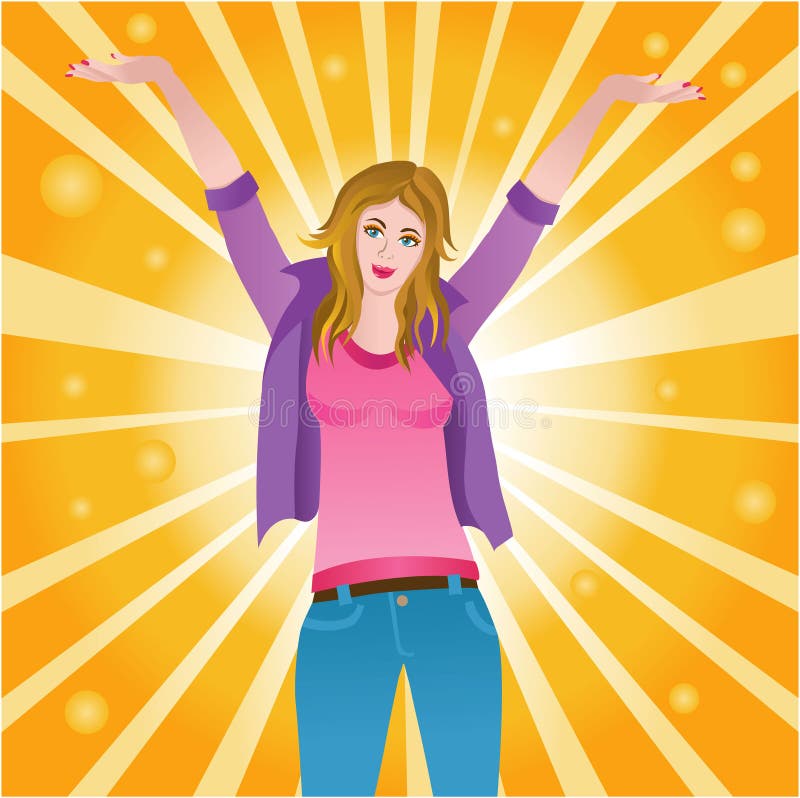 Happy Successful Joyful Woman Stock Vector - Illustration of glowing ...