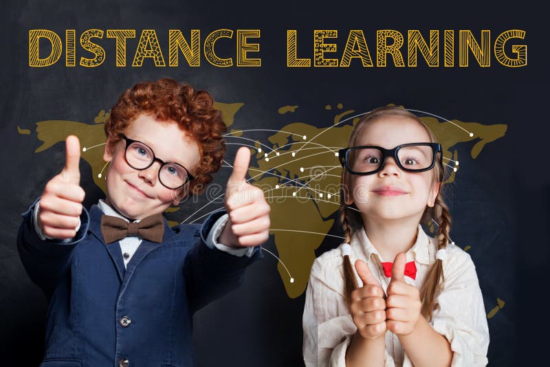 Happy Successful School Kids and Distance Education Concept Stock Image ...