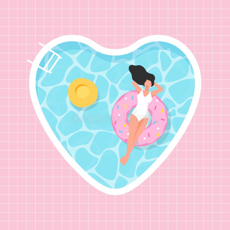 Happy Summer in the Pool Her Day. Stock Vector - Illustration of ...