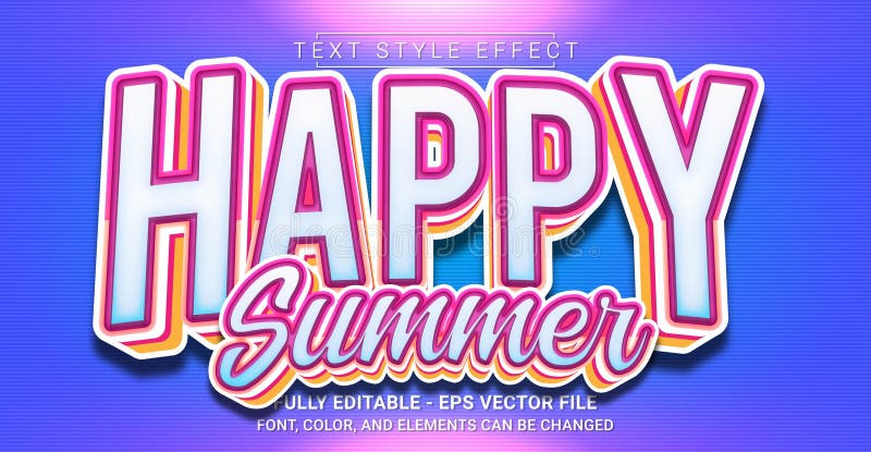 Happy Summer Text Style Effect. Editable Graphic Text Template Stock ...