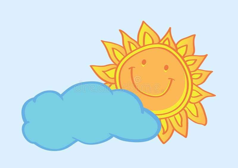 Happy Sun Behind Cloud Cartoon Vector Illustration Stock Vector ...