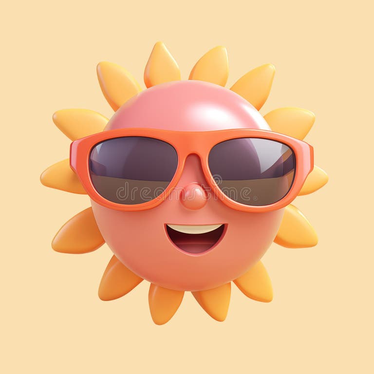 Happy Sun with Blushing Cheeks and Tiny Sunglasses Stock Illustration ...