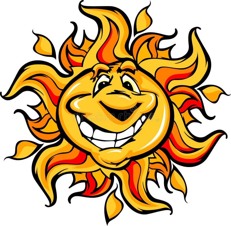 Happy Sun Cartoon with a Big Smile Stock Vector - Illustration of smile ...