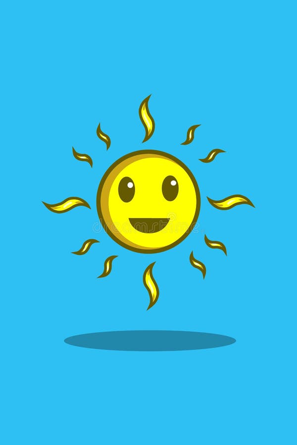 Cheerful Sun on Midday Cartoon Illustration Stock Vector - Illustration ...