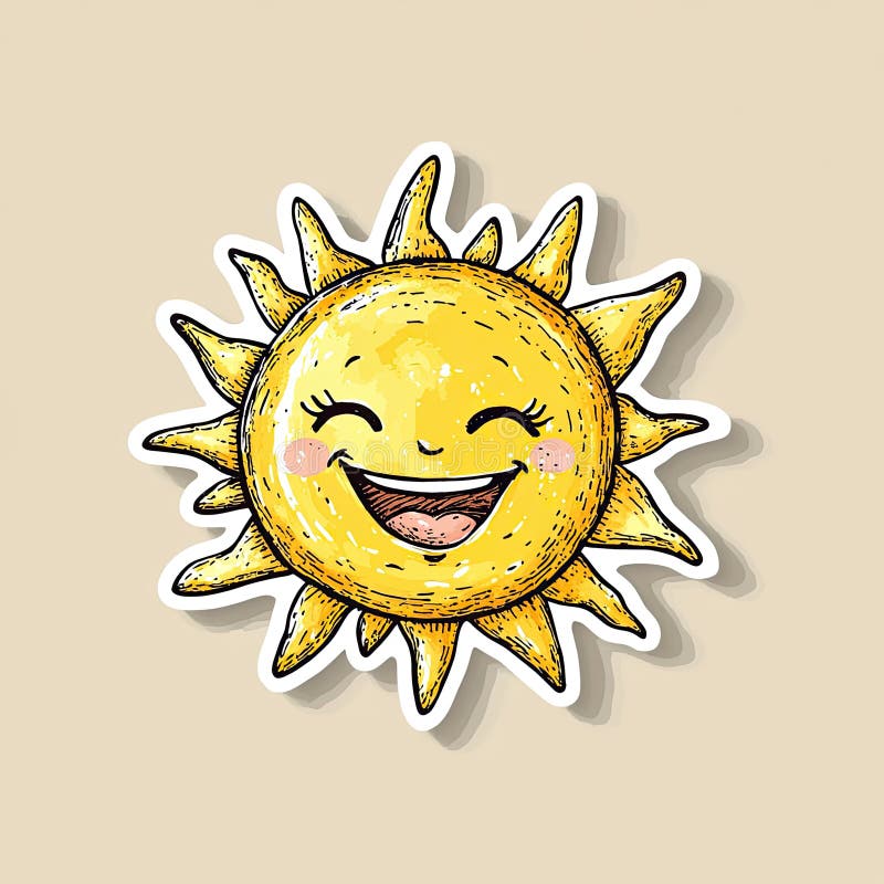 Happy Sun Cartoon Illustration Stock Illustration - Illustration of ...