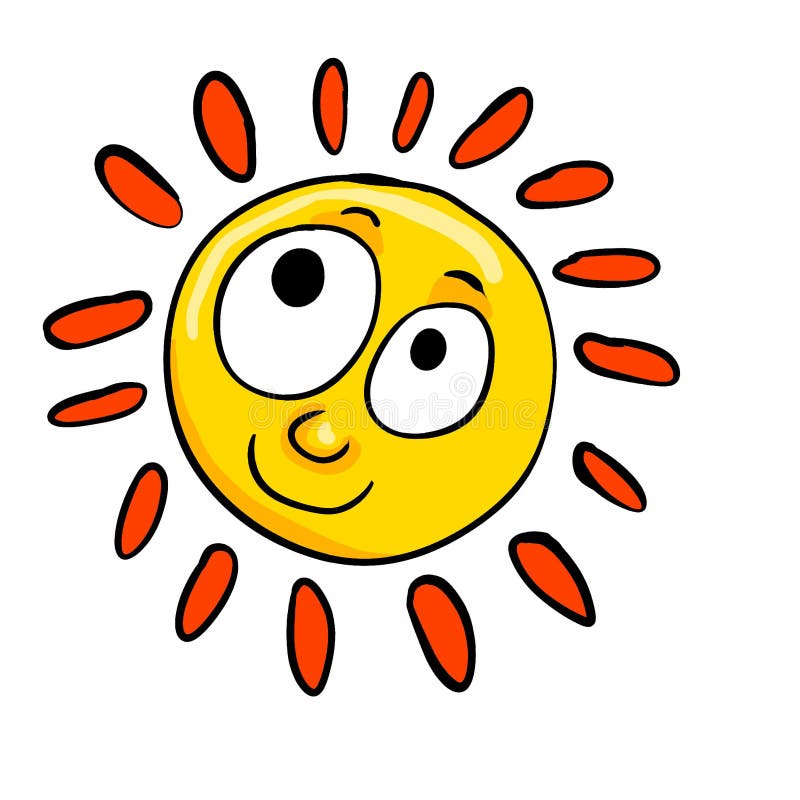 A Very Funny Cartoon Happy Sun Stock Illustration - Illustration of ...