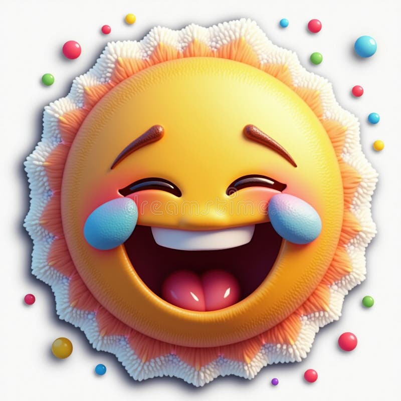 Happy Sun Emoji with Tears of Joy Stock Illustration - Illustration of ...