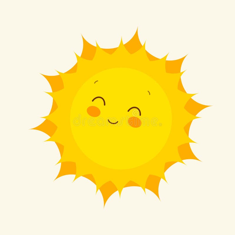 Happy Sun Icon. Vector Illustration Stock Vector - Illustration of ...