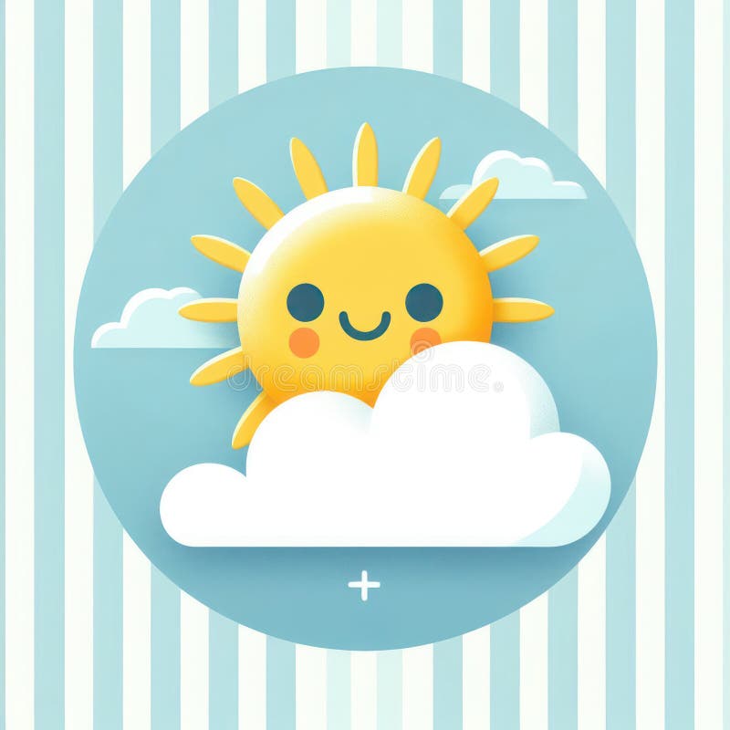 Happy Sun Peeking Out from Behind a Cloud. Stock Illustration ...