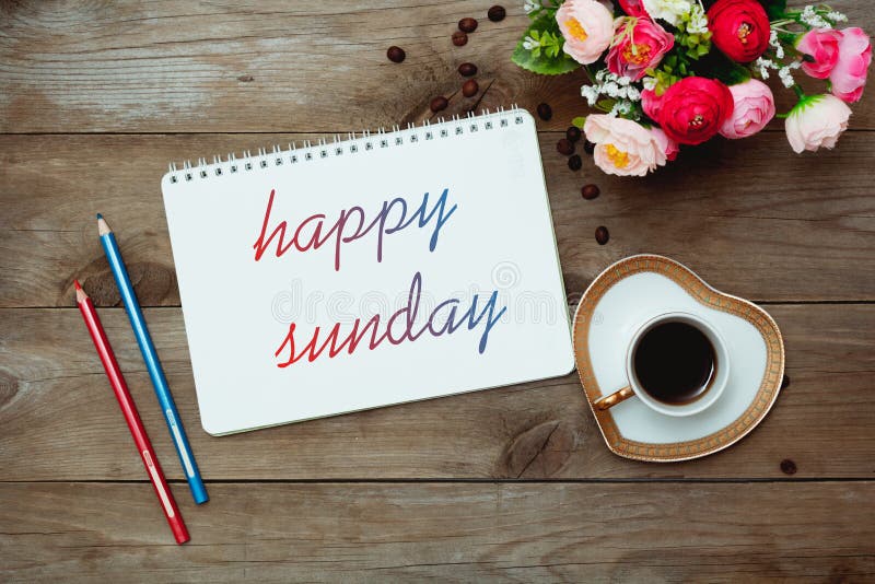 Happy Sunday with a Cup of Coffee Stock Photo - Image of breakfast ...