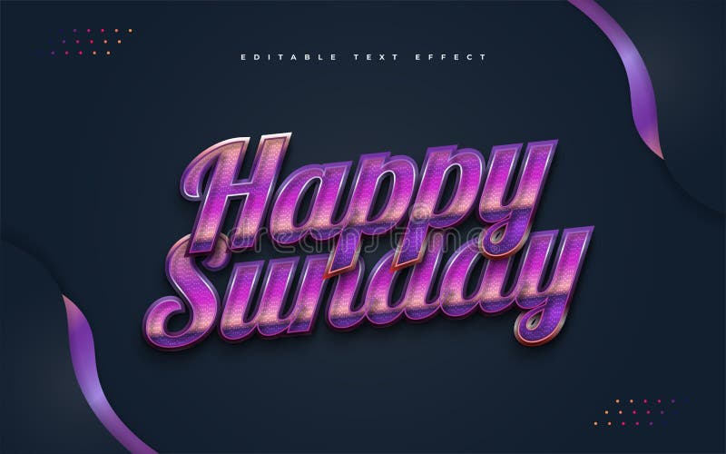 Happy Sunday Text in Colorful Retro Style with Embossed Effect ...