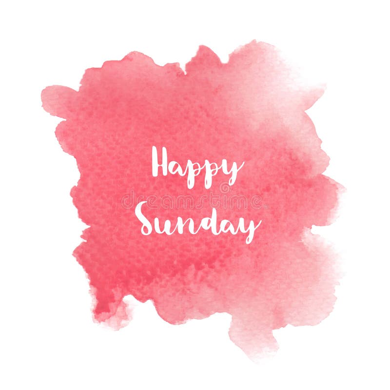 Happy Sunday Text on Red Watercolor Background Stock Illustration ...