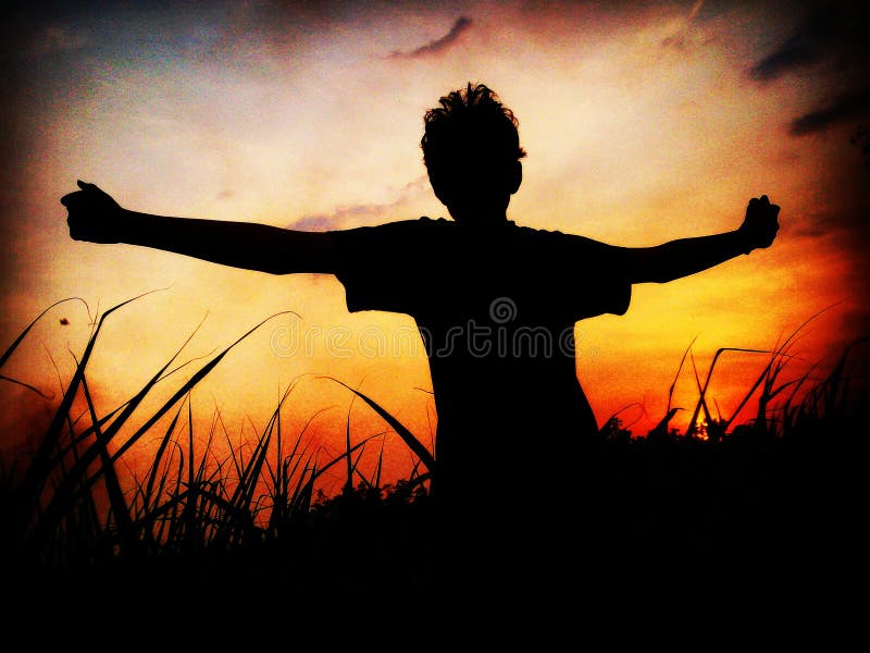Happy sunset stock photo. Image of happy, succes, sunset - 128839500