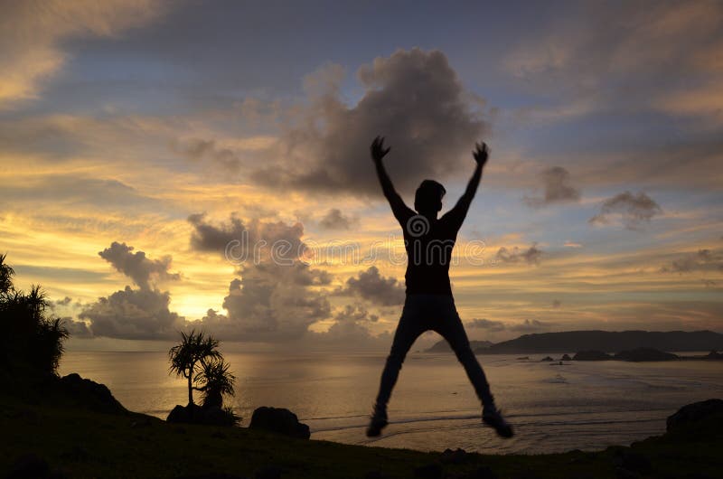 Happy Sunset in Bukit Merese Lombok Stock Photo - Image of dawn ...