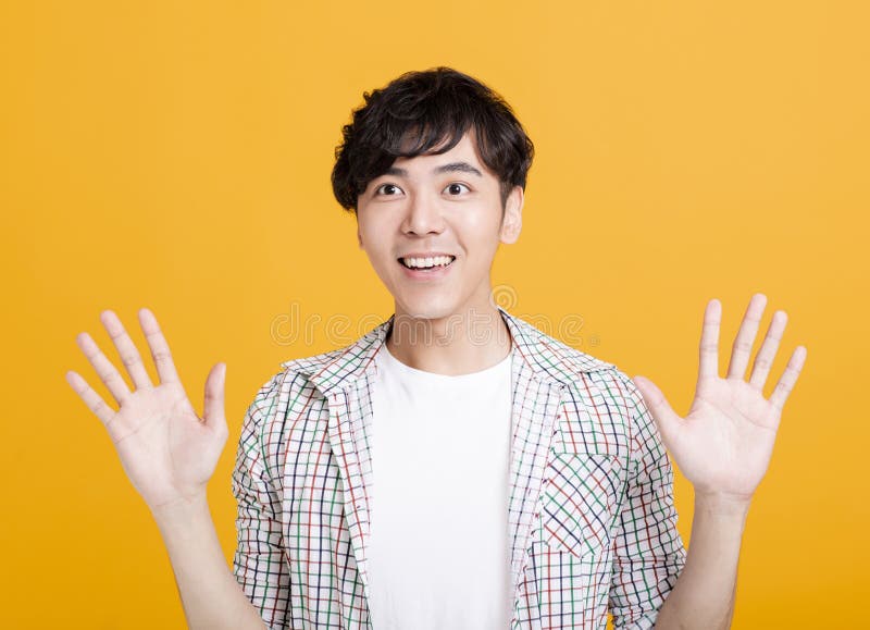 Happy Surprised Asian Young Man Stock Photo - Image of surprised ...