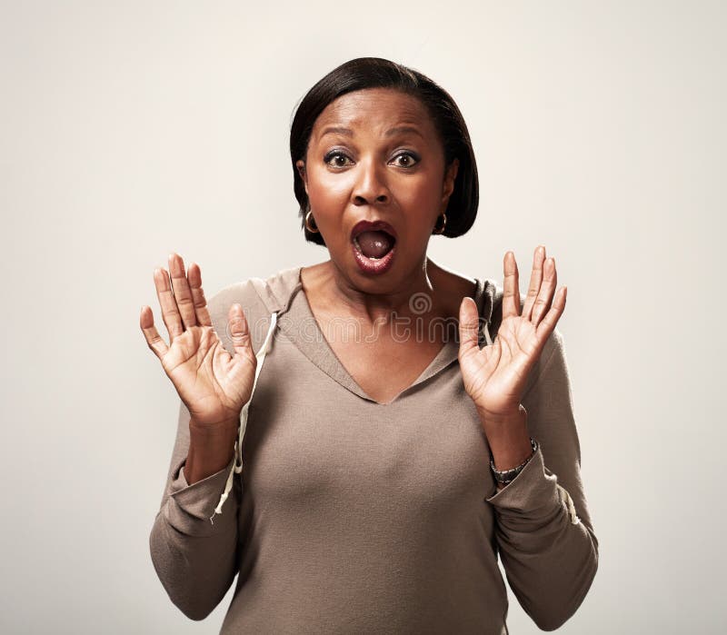 Happy Surprised Black Woman Stock Image Image Of Gladness Fortunate