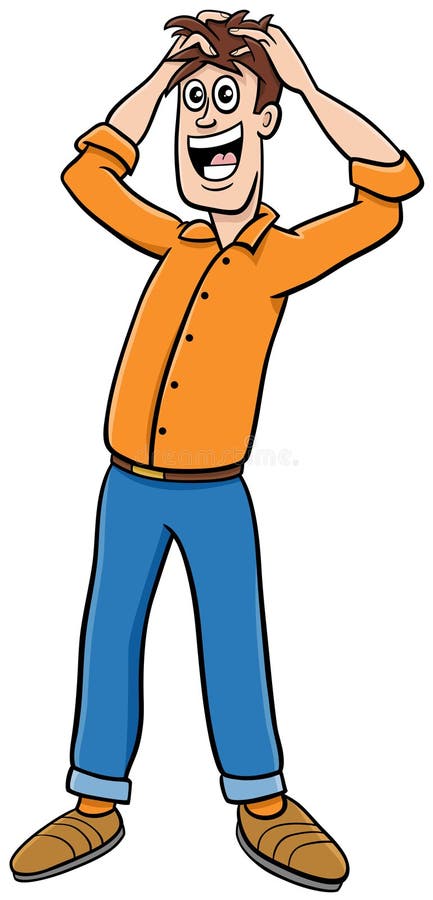 Happy or Surprised Cartoon Young Man Comic Character Stock Vector ...