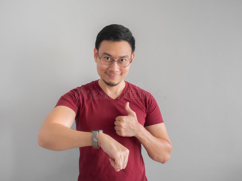 Happy and Surprised Man Who is Looking at His Watch. Stock Photo ...
