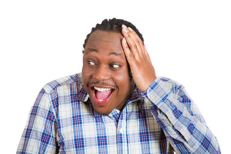 Happy Surprised Young Man Looking To the Side Stock Image - Image of ...