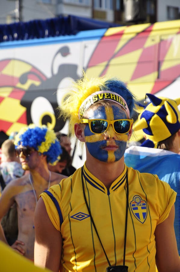Happy Sweden Fans Rooting for Their Team Editorial Image - Image of ...