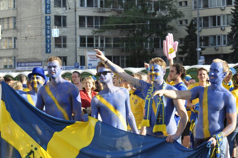 Happy Sweden Fans Rooting for Their Team Editorial Image - Image of ...